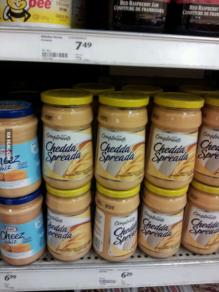 I find the name for off-brand Cheese Whiz to be hilarious. - 9GAG