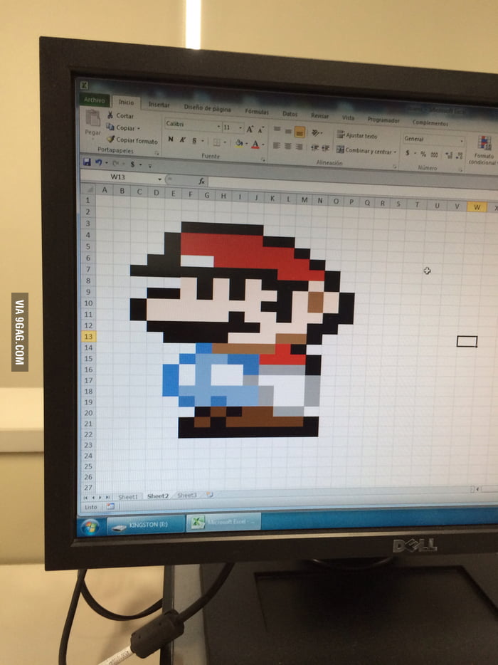 Boring + Excel = MARIO BROS! - 9GAG