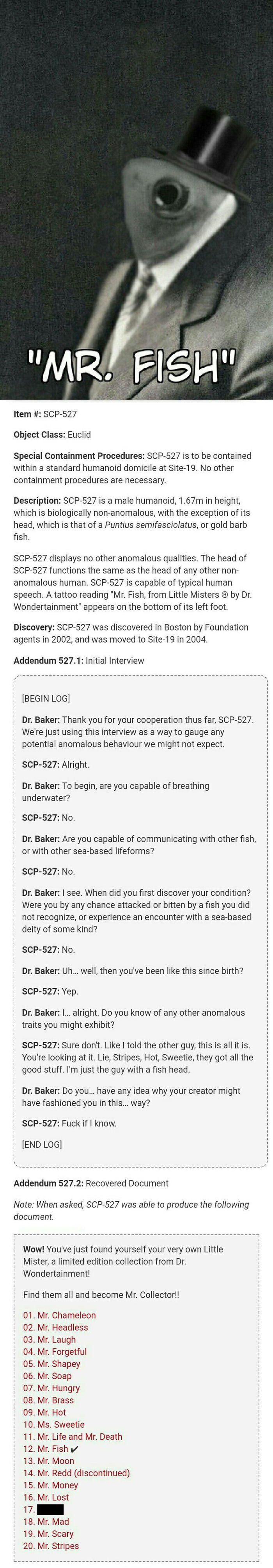 SCP-527 "Mr. Fish" - 9GAG