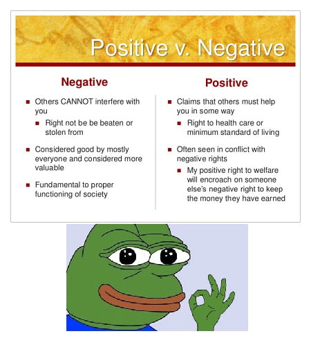 Right wing wants negative rights. Left wing wants positive rights. - 9GAG