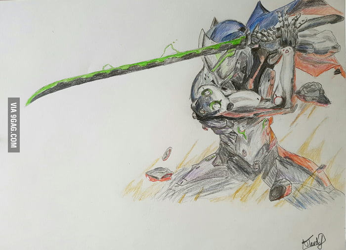 Genji overwatch art I made. ( it's my first coloured drawing hope you ...