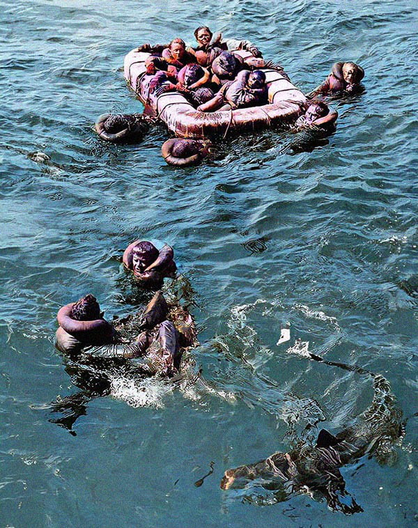 In July 1945, the USS Indianapolis was sunk by a Japanese submarine and ...