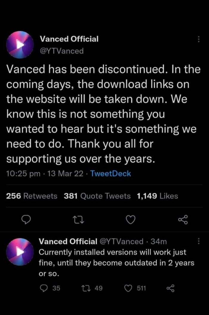 R. I. P Vanced - 9GAG