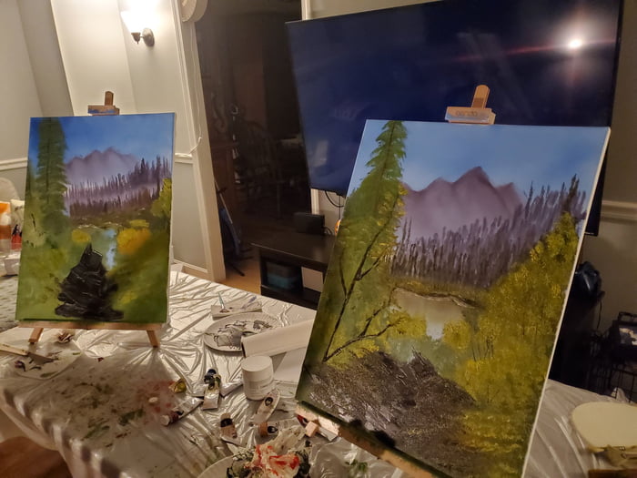 My 13 year old daughter and I had our first Bob Ross night... only took ...