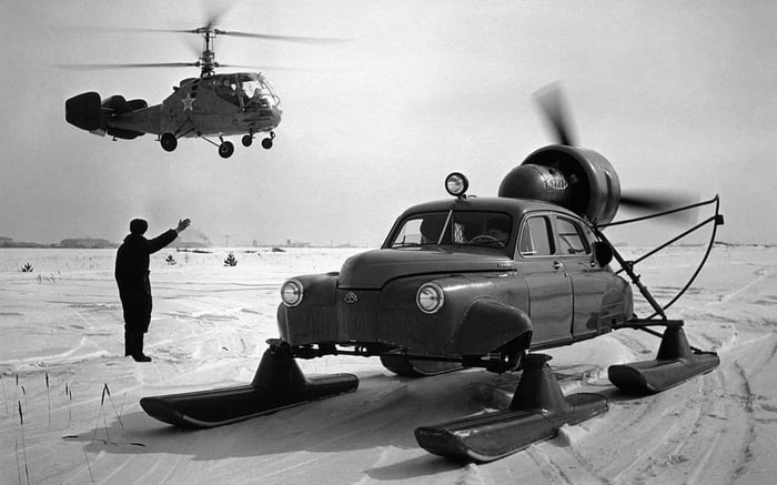 An Aerosani(propeller-driven snowmobile) in the Soviet arctic, 1959 - 9GAG