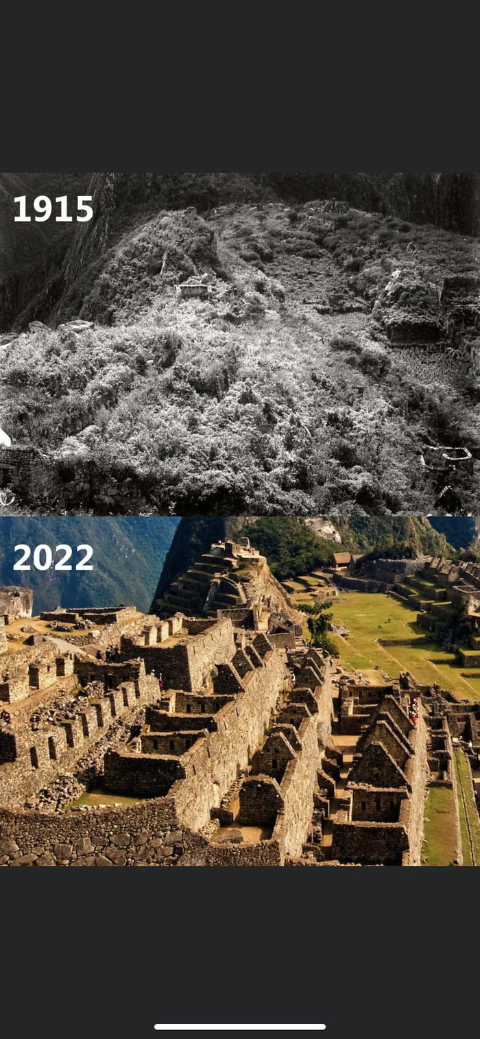 Machu Picchu, before and after excavation - 9GAG