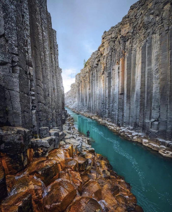 How tall these basalt pillars are (Basalt Canyon in east Iceland) - 9GAG