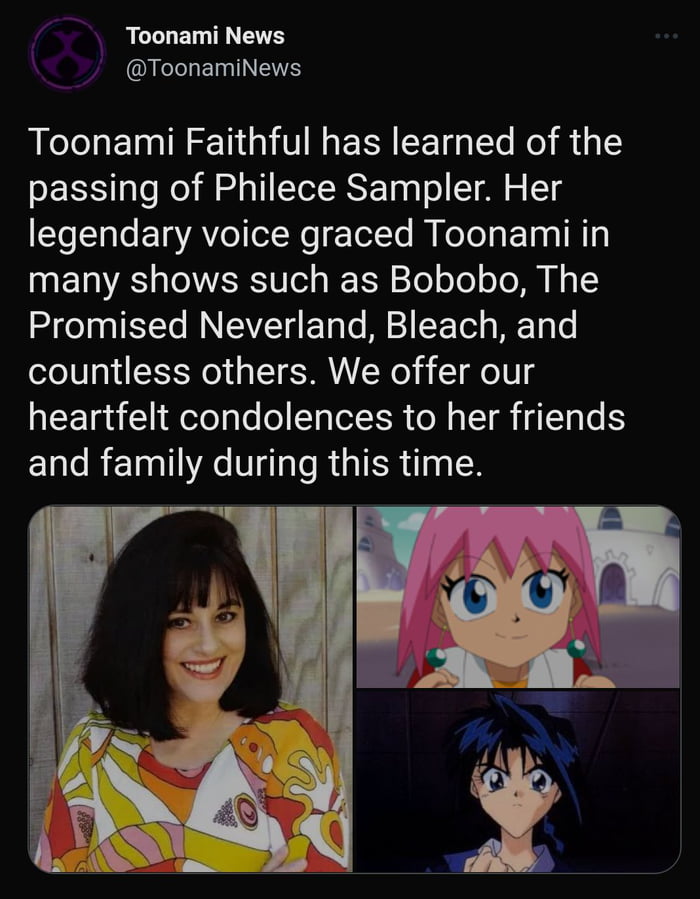 Voice Actor Philece Sampler passed away last night - 9GAG