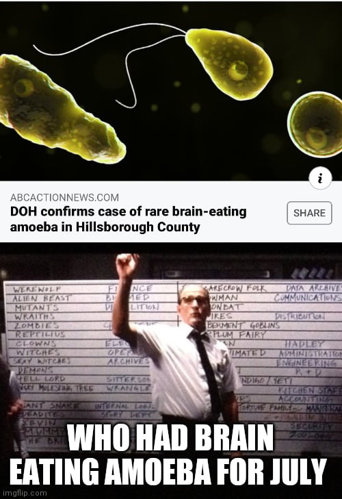 Brain eating amoeba for July. - 9GAG