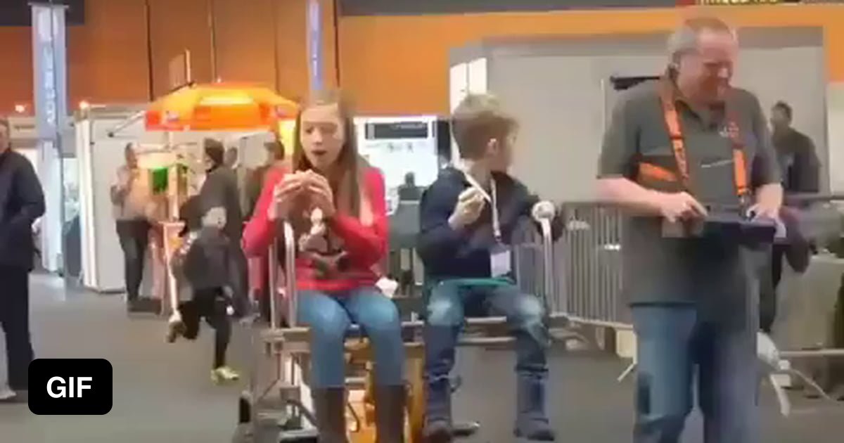 The joy on his face while taking the grandkids for a ride on his RC loader. - 9GAG