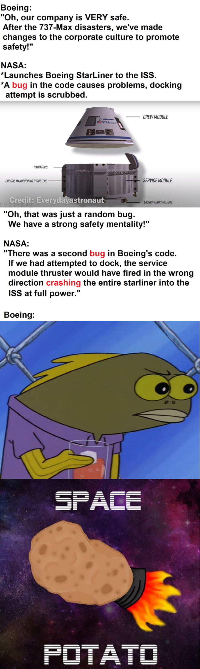 Trust us, Boeing StarLiner is perfectly safe... now. - 9GAG