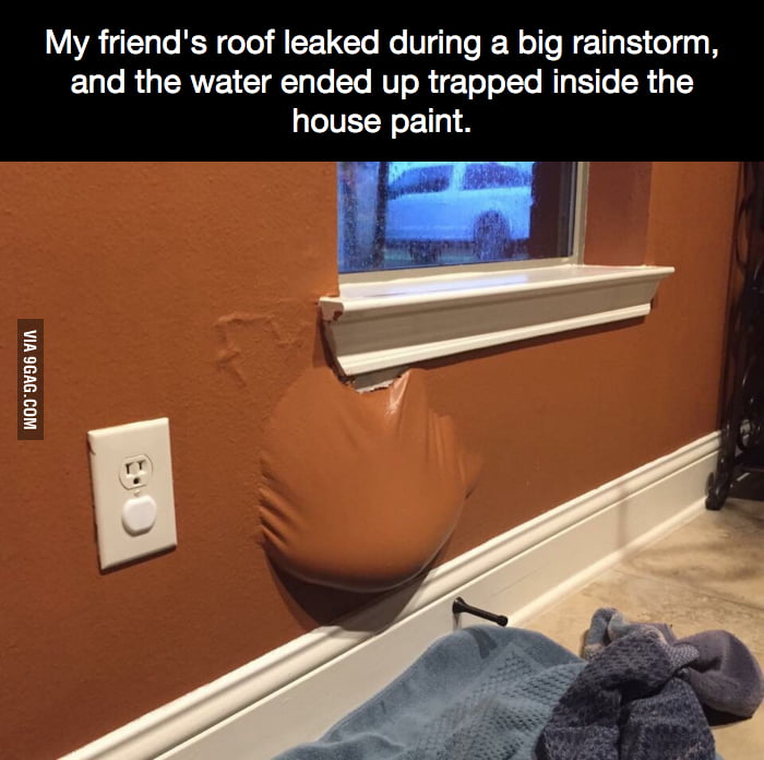 Two towels are sure enough to contain all that water. He is very optimistic. - 9GAG