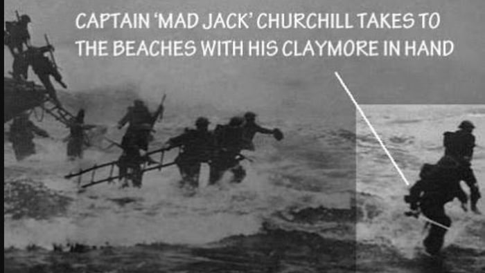 Jack Churchill storming Normandy beach with a long bow and claymore bad ...