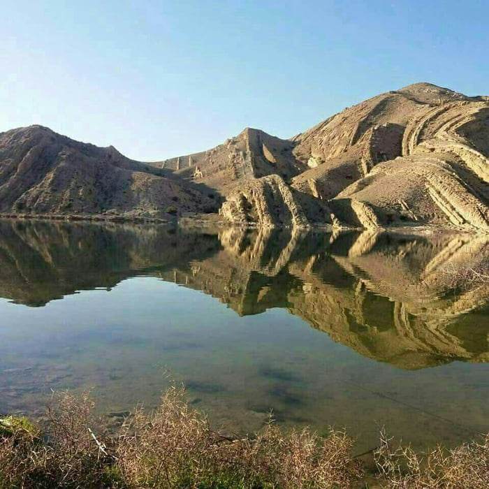 This mountain is in Jahrom, Iran. Flip it 90 degrees, you see a man ...