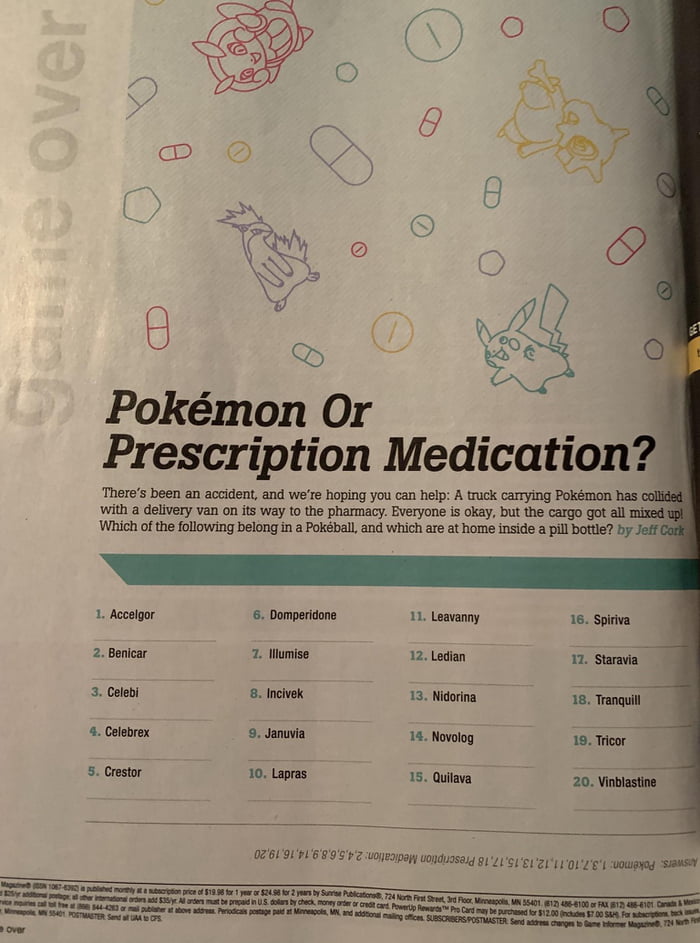 Pokémon or prescription medication? - 9GAG