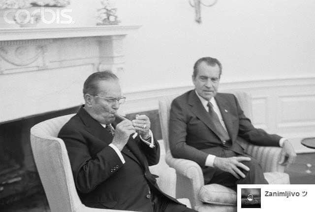 President of Yugoslavia, Josip Broz Tito, smoking a Cuban cigar in ...