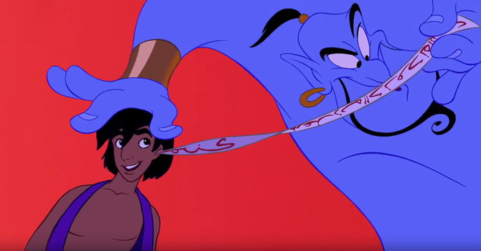 In Aladdin (1992), when Genie pulled "3 miles long" wish list out of ...