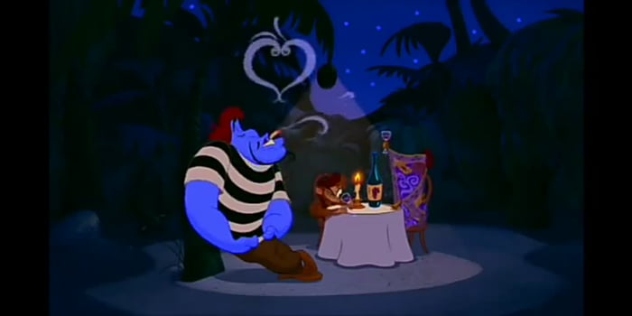 In Aladdin (1992) genie makes a smoke heart that would be later the ...