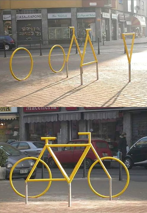 Bicycle racks from two different angles - 9GAG