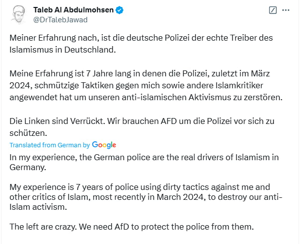 So the attacker was an ex-muslim , an atheist and a pro AfD supporter ...