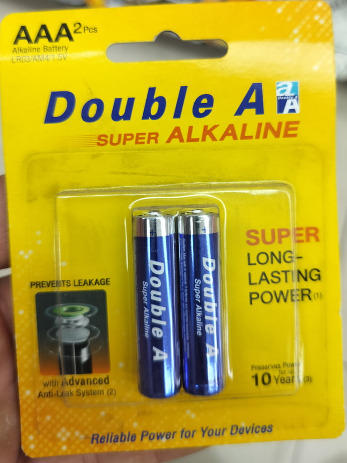 The brand of these triple A batteries is "Double A". - 9GAG