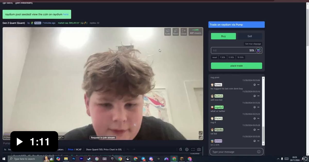 15 year old rugpulls for $20,000 USD in seconds, spazzes out, leaves ...