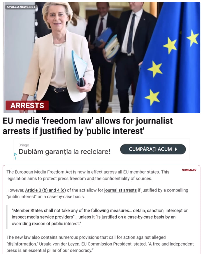 EU media freedom: Journalists (and everybody else) can now be arrested ...