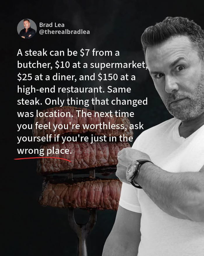 Wow, a raw steak vs cooked steak in a high end place. wonder why its pricier. - 9GAG