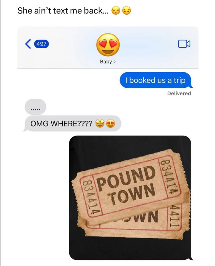 Booking a trip to Pound Town, the ultimate destination for romance and ...