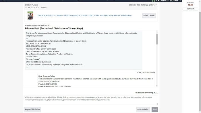 Amazon seller gives a fake Steam code and suffers no consequences - 9GAG