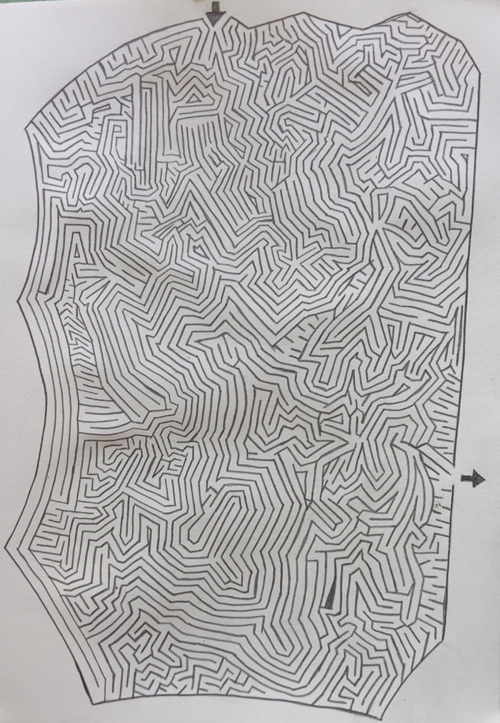 Drawing with a pencil. Maze: Possible or impossible to solve. - 9GAG