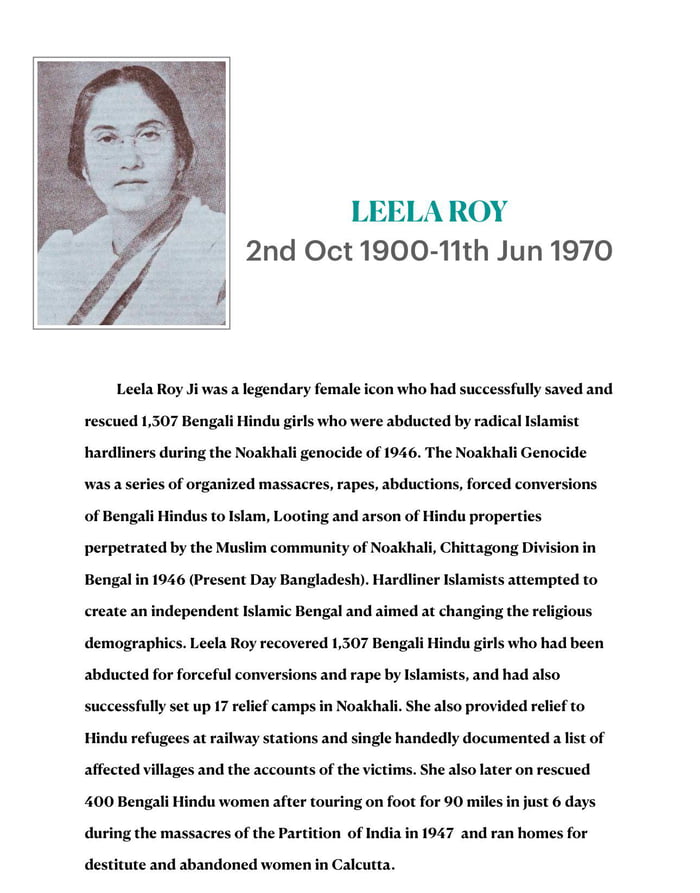 Leela Roy, a legendary female icon who rescued 1,307 Bengali Hindu ...