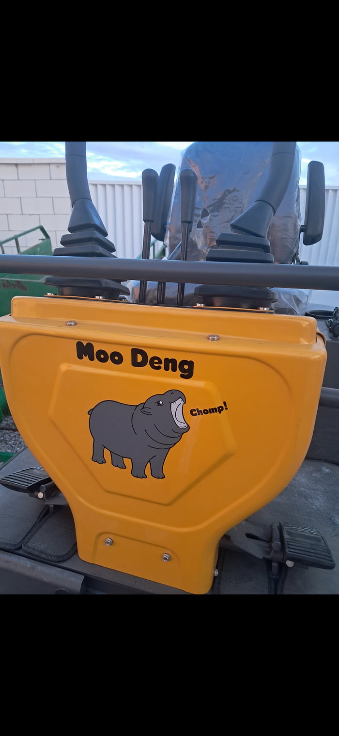 I finaly saved up to buy a Chinese mini excavator. We call it Moo Deng ...