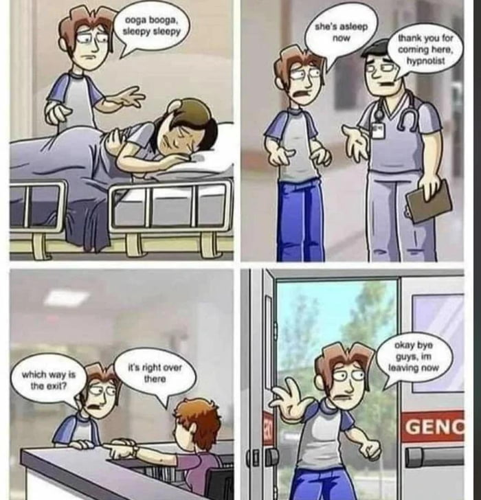 When your hypnosis technique works a little too well and you just want to leave. - 9GAG