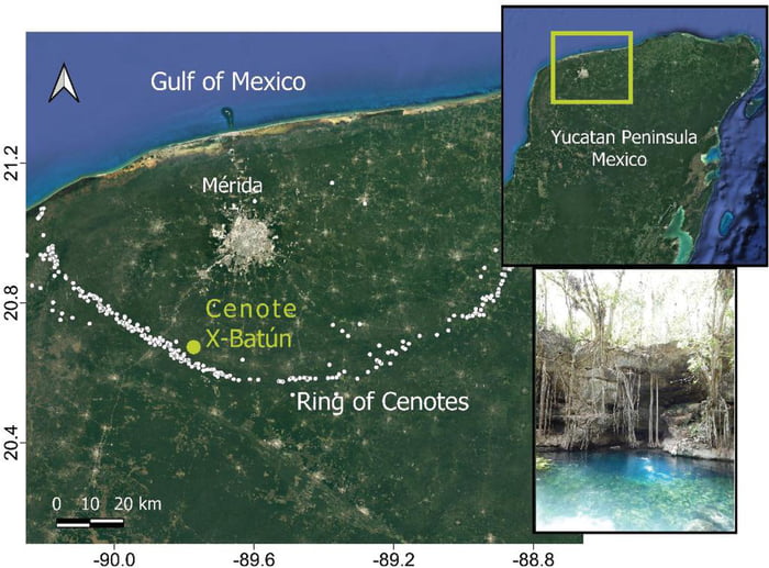 A ring of 10.000 cenotes(sinkholes) in the Yucatan Peninsula. They're ...