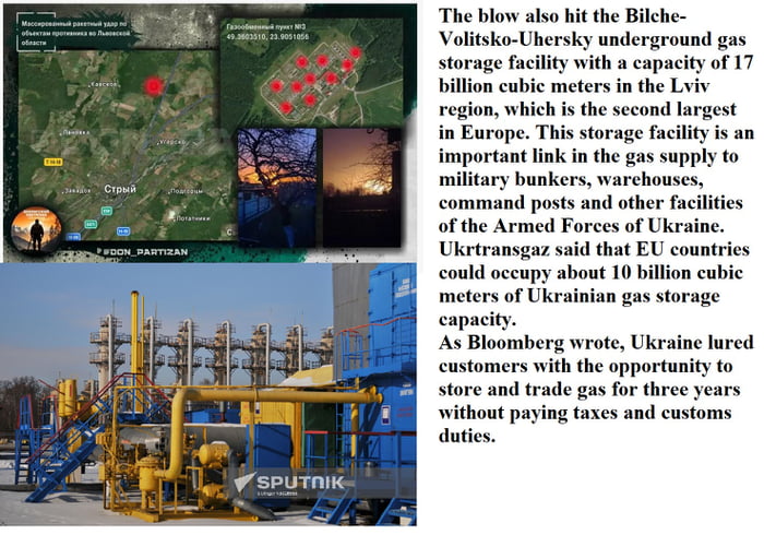The blow also hit the Bilche-Volitsko-Uhersky underground gas storage ...