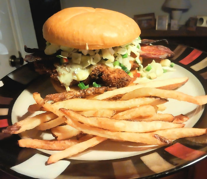 Fried Chicken Sando w/Fries - 9GAG