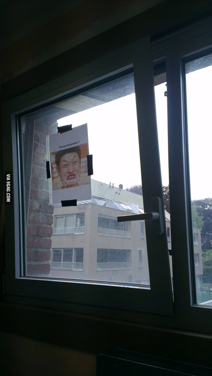 Broken window in the classroom - 9GAG