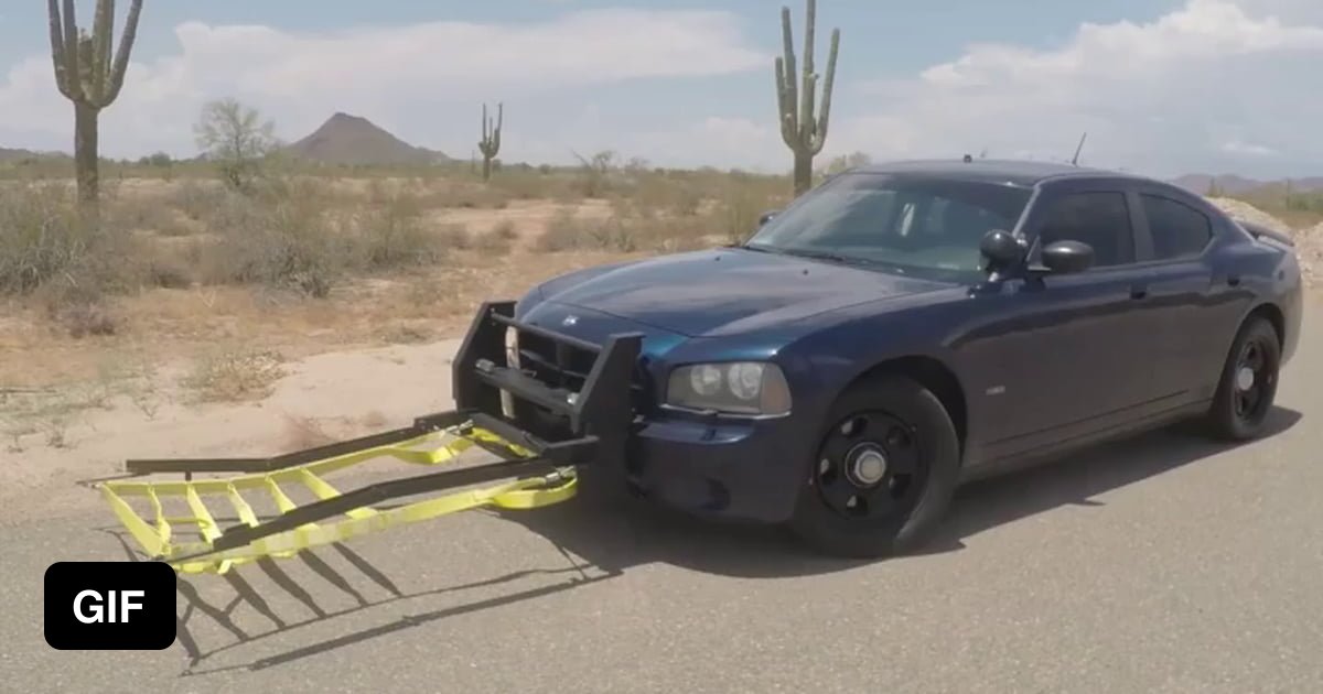 Grappler police bumper used to stop tires - 9GAG