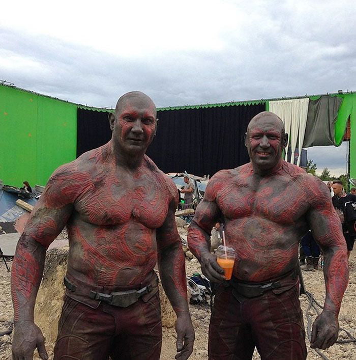 Batista (Drax)with his stunt double Rob De Groot - 9GAG