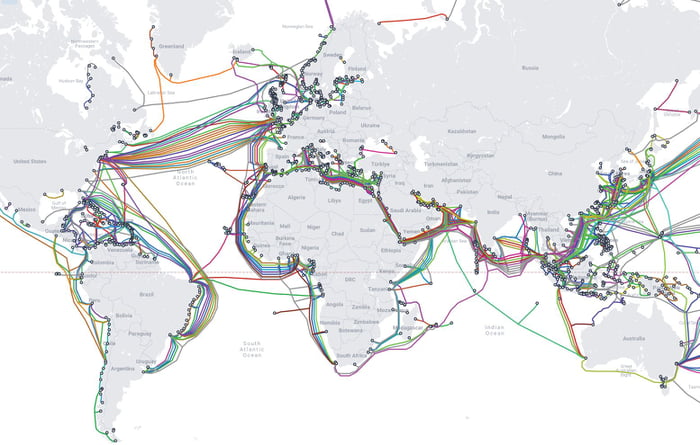 A map of all the under-sea communications cables. This is how our ...