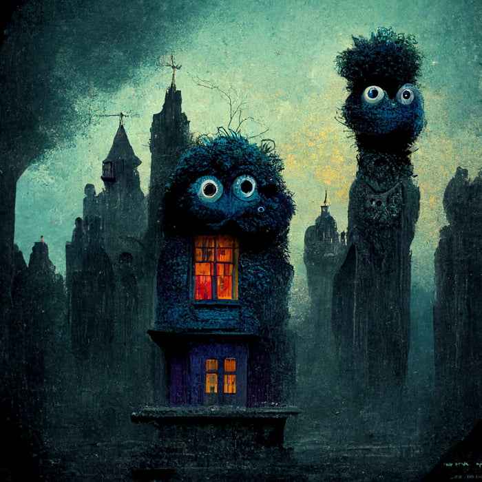 Posting Ai art to make you mad. Gothic Sesame Street. - 9GAG