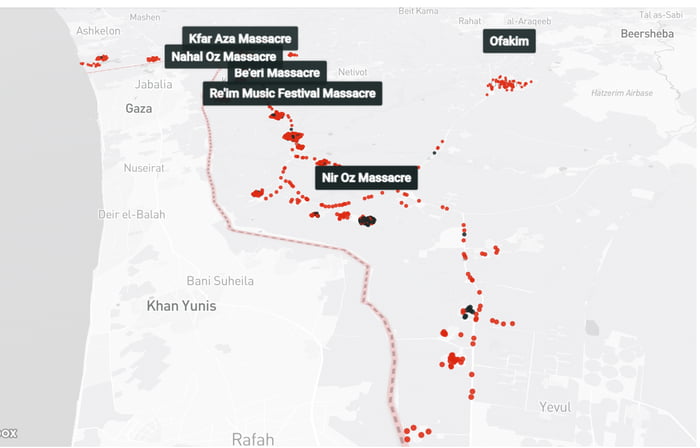 Interactive map for all the killed in israel on 7.10, link in first ...