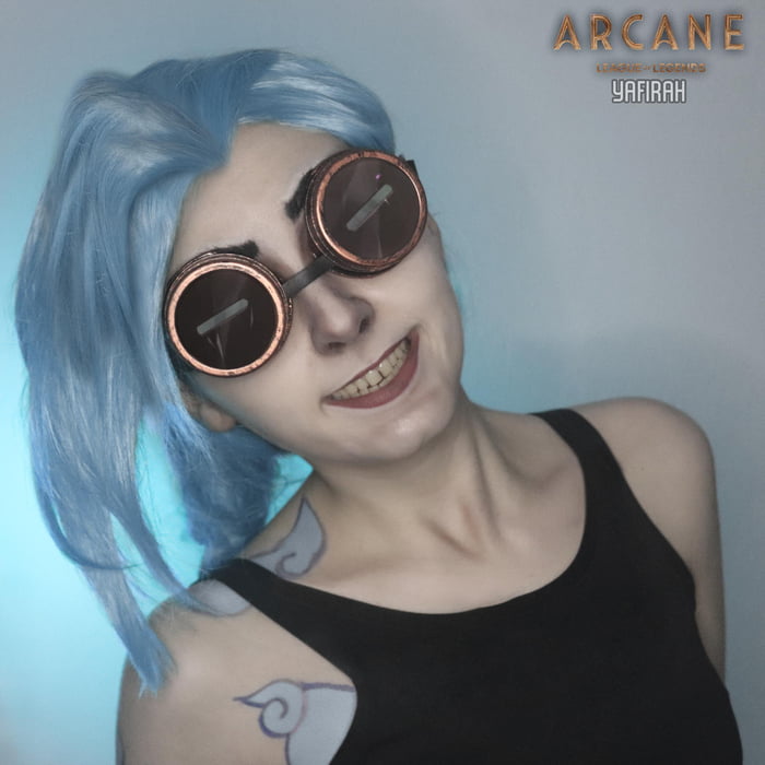 Jinx from Arcane (League of Legends) makeup-test by Yafirah - 9GAG