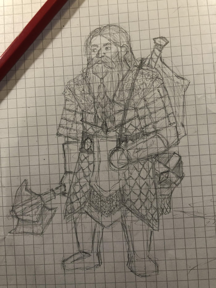 A sketch of a dwarf of the second age Ive just finished - 9GAG