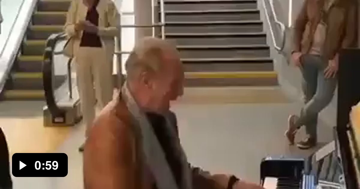 Elderly man jumps on public piano and blows the public away with an incredible performance - 9GAG