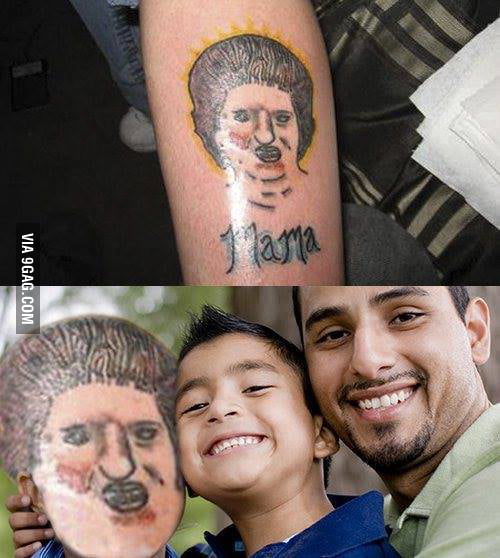 Tattoo of Mother's Face. - 9GAG