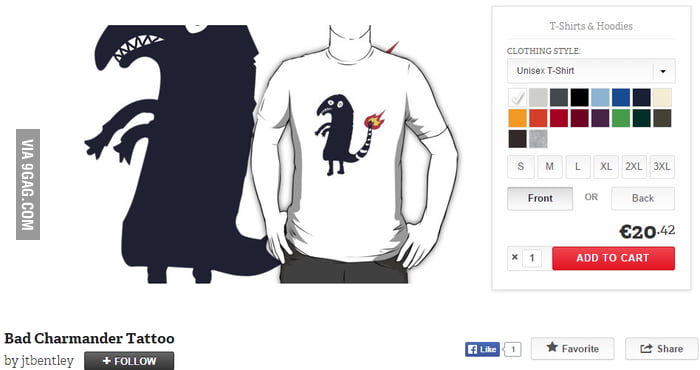 Anyone wants to buy a tshirt with the bad charmander tattoo on? 'Cause ...