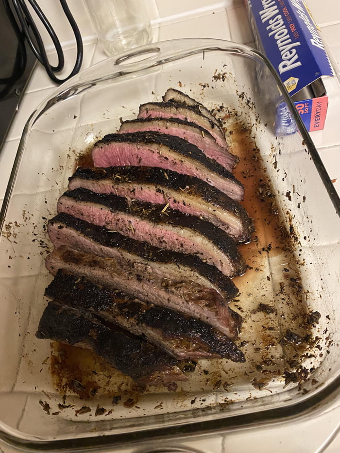 Reverse Seared Cooked a Brisket from a friends cow (thyme, rosemary ...