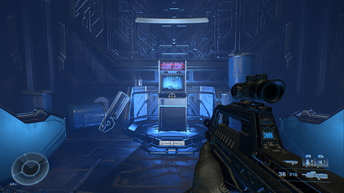 In the Halo Infinite campaign, if you go behind the crashed Infinity ...